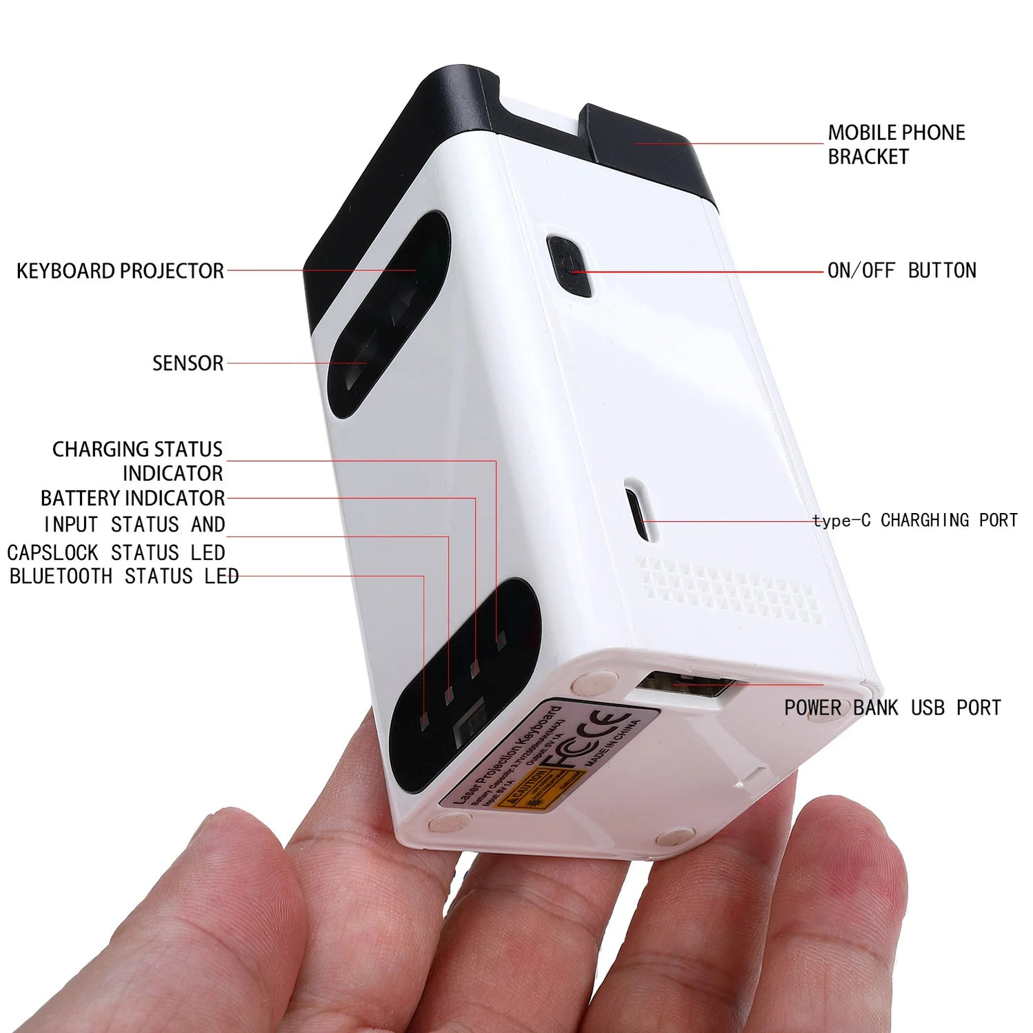 Wireless Virtual Laser Projector QWERTY Keyboard For Smartphone, Compu ...