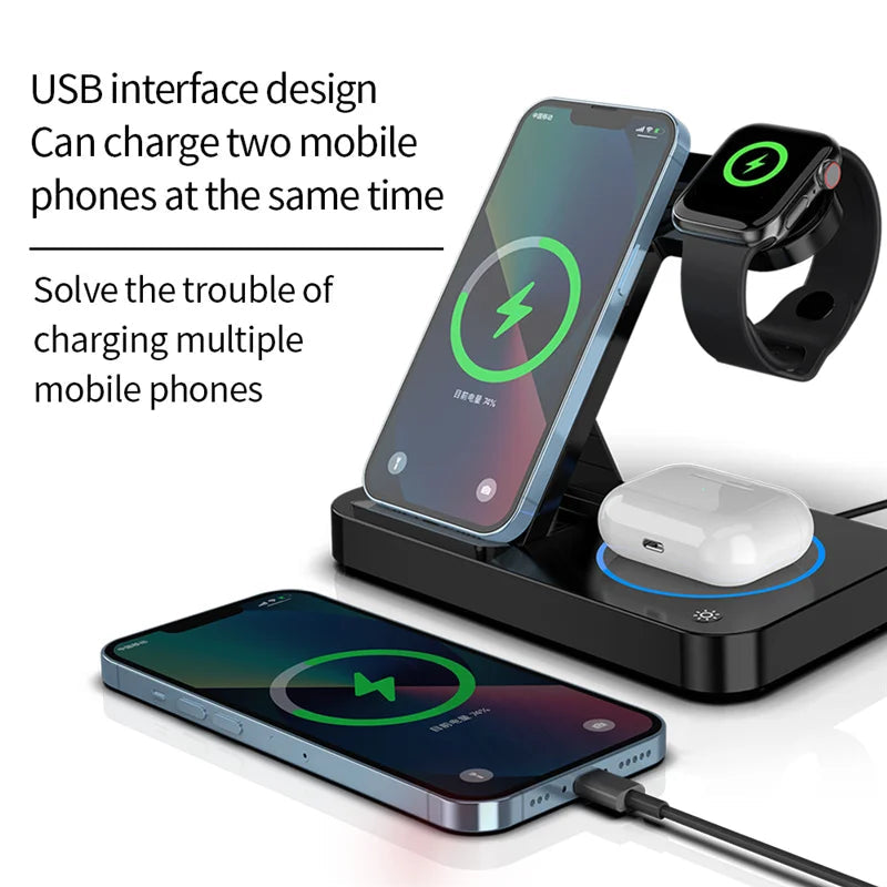 4-in-1 30W Foldable Fast Wireless Charging Dock Compatible With Samsun ...