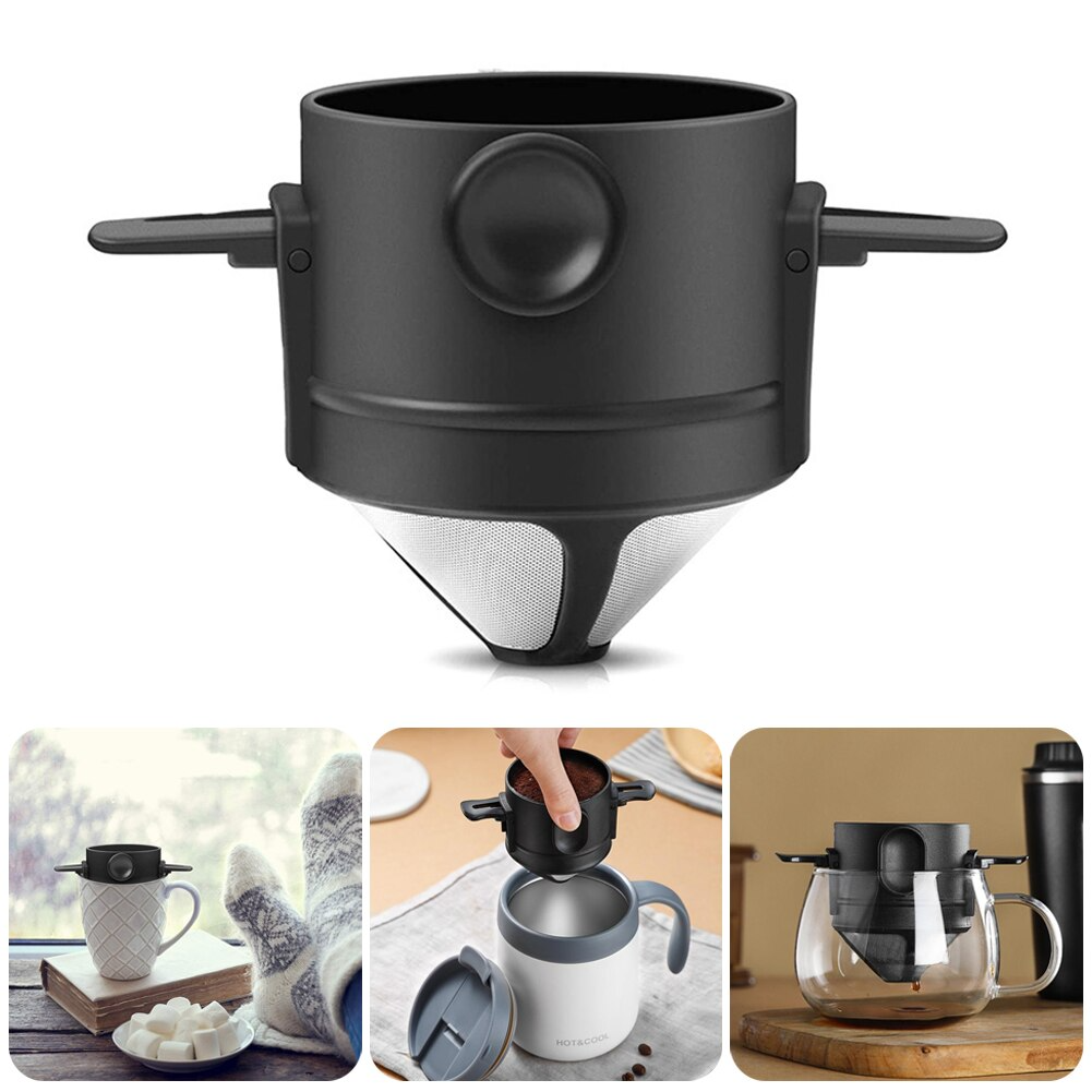 Reusable Stainless Steel Pour Over Coffee Filter – Portable Foldable D ...