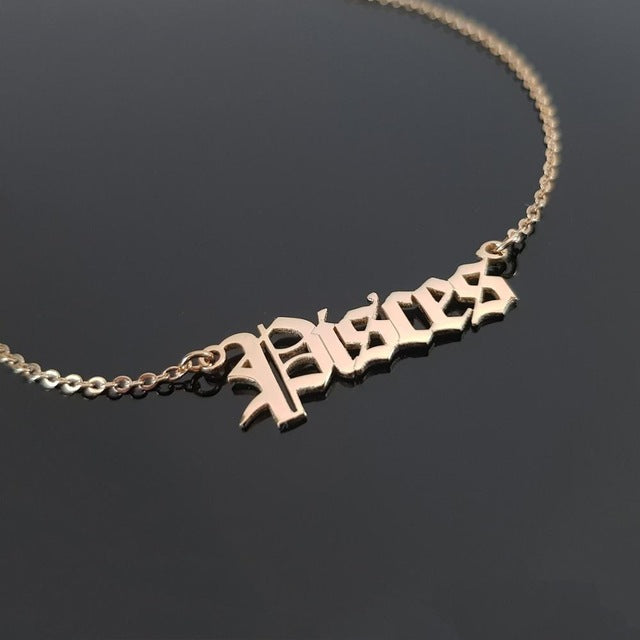 Anglo Saxon 12 Zodiac Constellation 18K Gold Plated Stainless Steel Pe ...