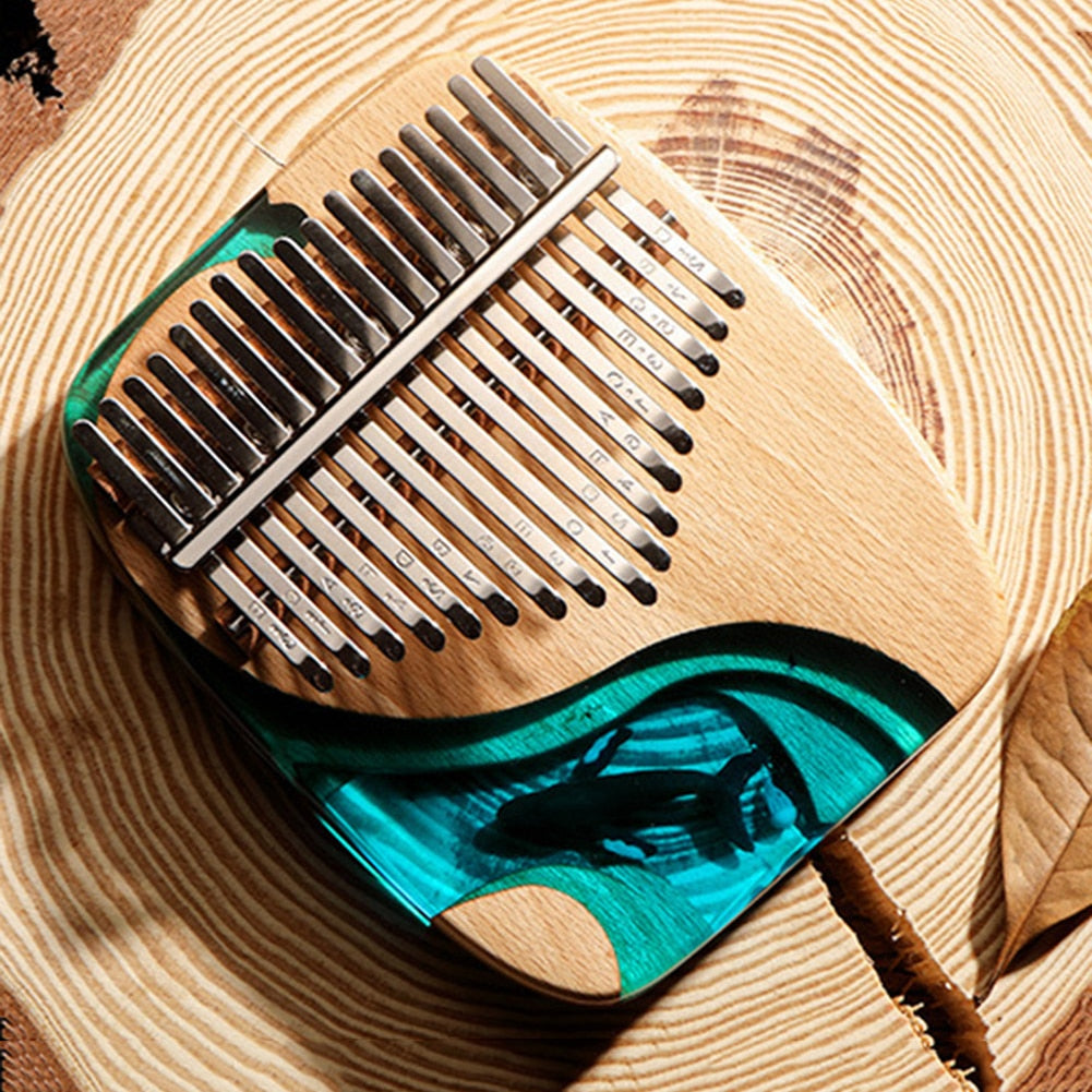 17 or 21 Keys Ocean Blue Whale Solid Beech Epoxy Resin Kalimba Pine Th ...