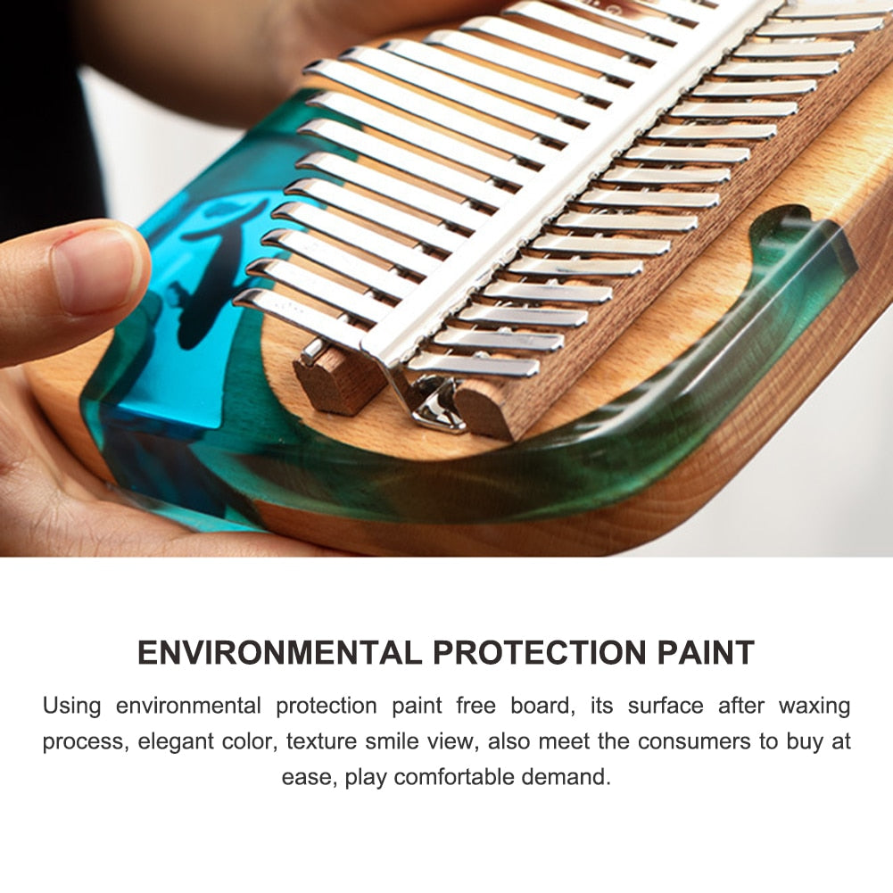 17 or 21 Keys Ocean Blue Whale Solid Beech Epoxy Resin Kalimba Pine Th ...