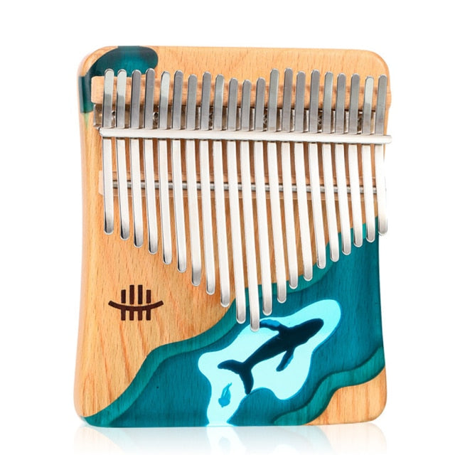 17 or 21 Keys Ocean Blue Whale Solid Beech Epoxy Resin Kalimba Pine Th ...